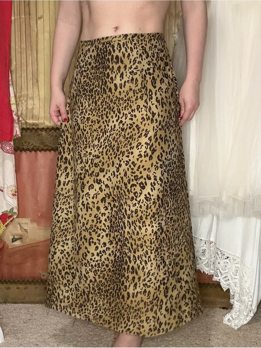 Valerie Stevens | Skirts | Vintage 9s Silk Valerie Stevens Leopardprint ...